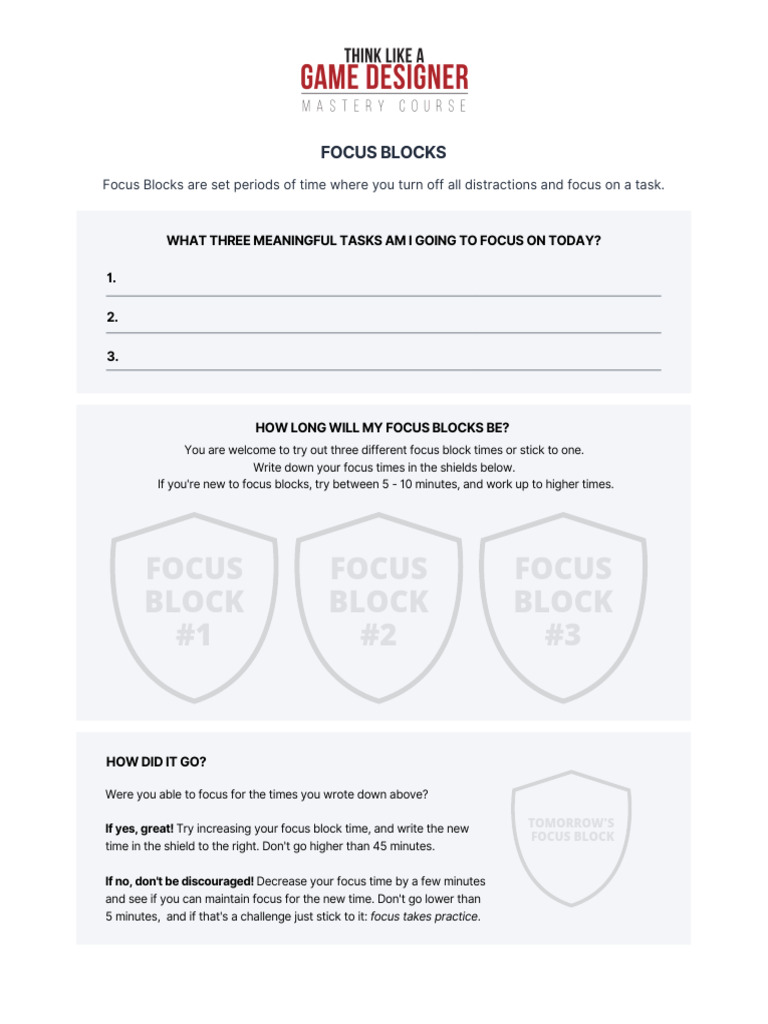 TLAGD - Focus Blocks | PDF
