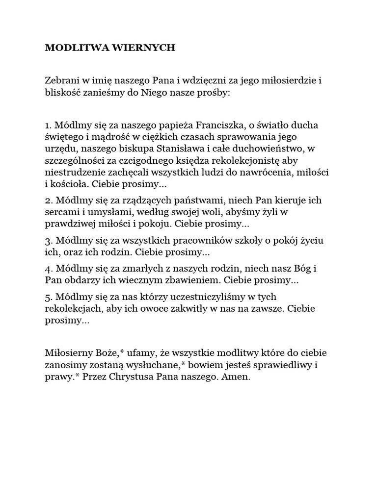 Modlitwa Wiernych Katecheza Nr 35 Liturgia Słowa (3): Credo,