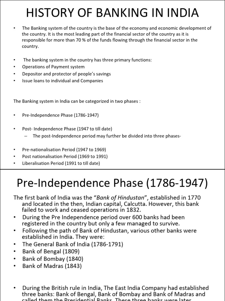 History of Banking in India Slide | PDF | Banks | Reserve Bank Of India