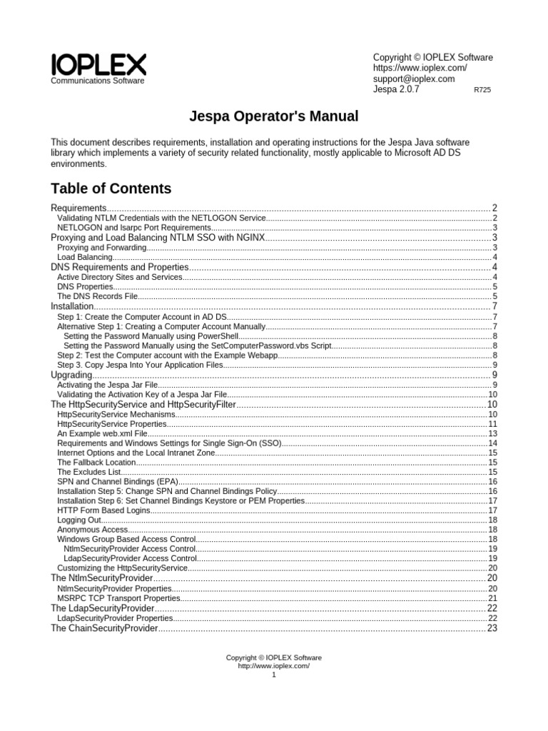 Jespa Operators Manual | PDF | Domain Name System | Proxy Server