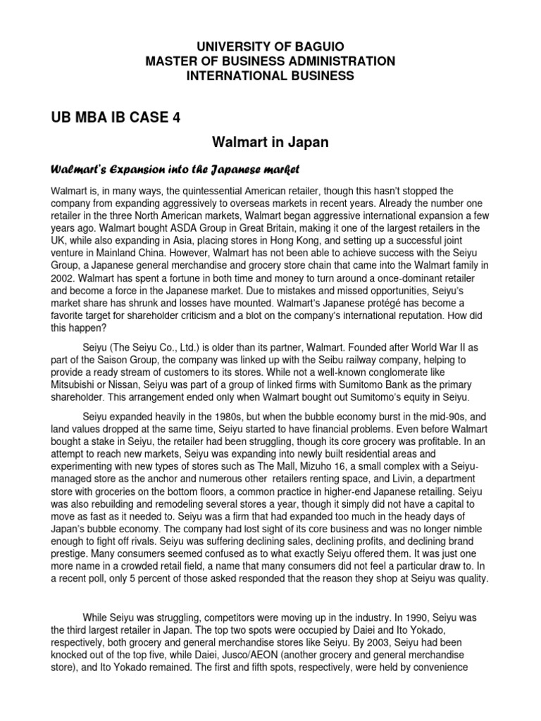 Ub Mba Ib Case 4 - Walmart | PDF | Walmart | Brand