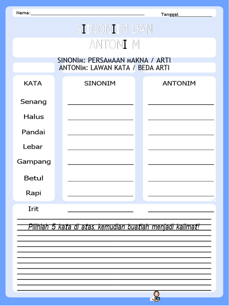 LKPD Sinonim & Antonim Permainan | PDF | Seni