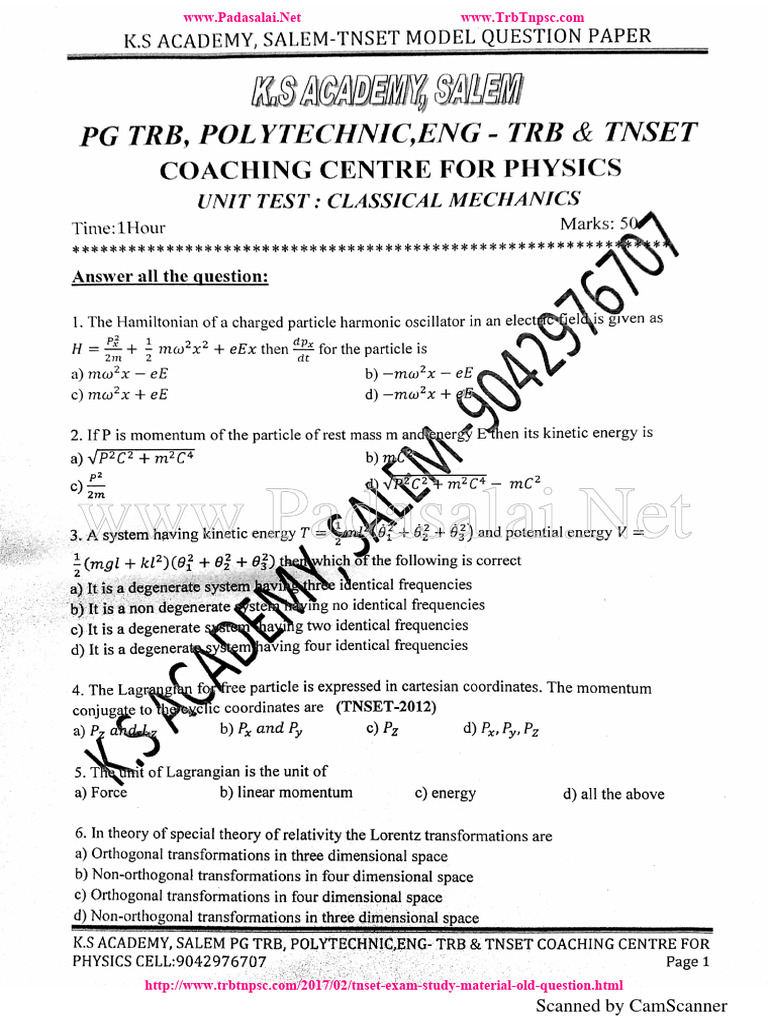 Tnset 2018 Physics Model Question Paper | PDF | Science & Mathematics ... Tnset 2018 Physics Model Question Paper | PDF | Science & Mathematics ...