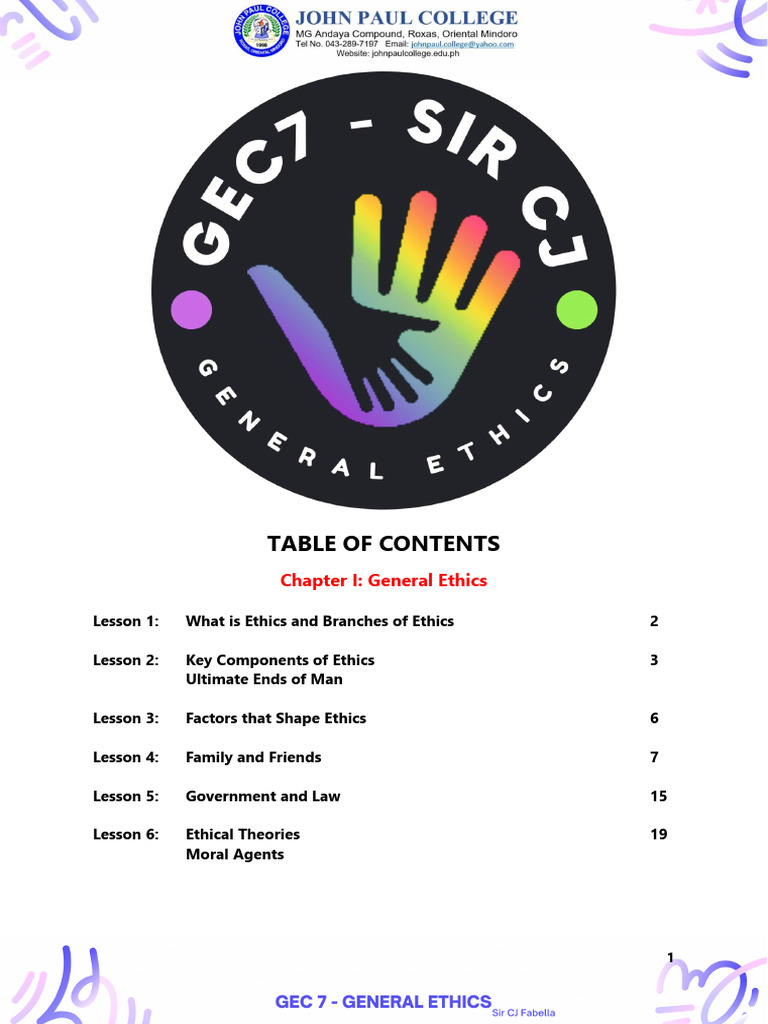 Gec7 Module 1 | PDF | Morality | Virtue Ethics