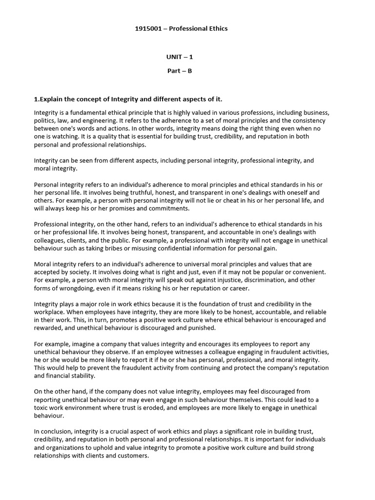 PE - Unit 1 (Part B & C) | PDF | Service Learning | Integrity PE - Unit 1 (Part B & C) | PDF | Service Learning | Integrity