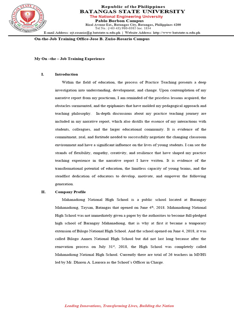 Format of Narrative Report | PDF | Teachers | Learning