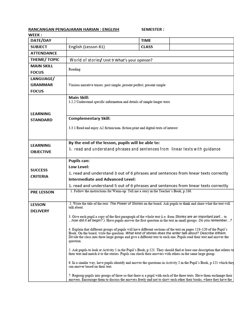 Year 6 Lesson 81 | PDF | English Language | Learning