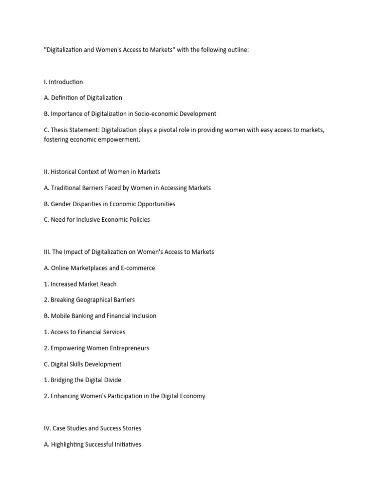 Digitalization and Women's Access To Markets | PDF