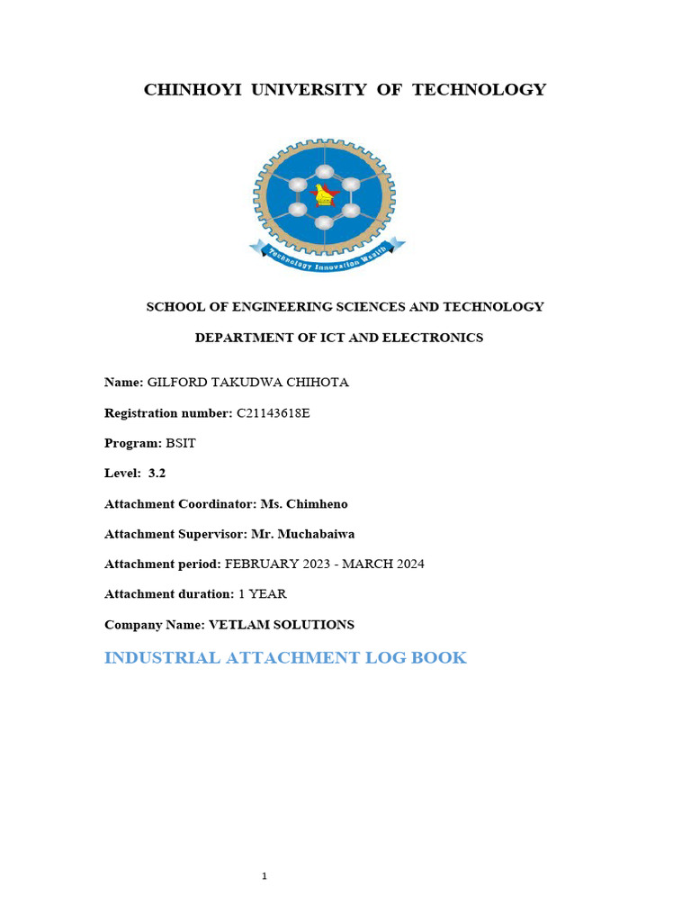 (FINAL LOG BOOK) INDUSTRIAL ATTACHMENT | PDF
