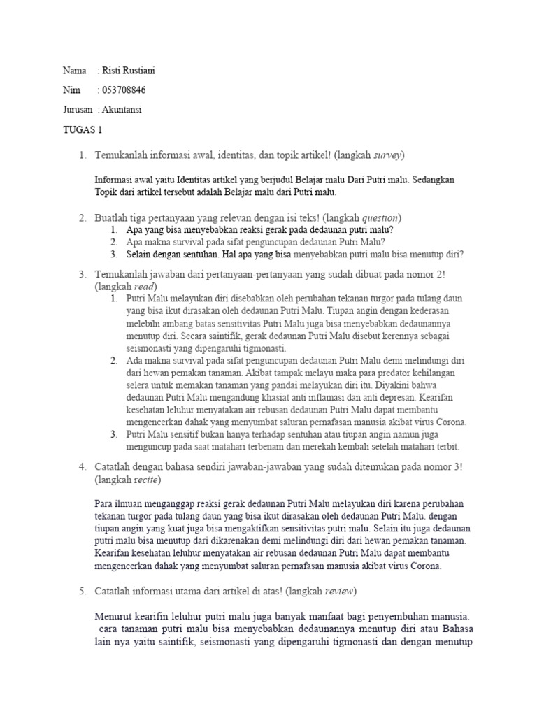 Tugas 1 BHS Indonesia | PDF | Kesehatan Holistik | Sains & Matematika