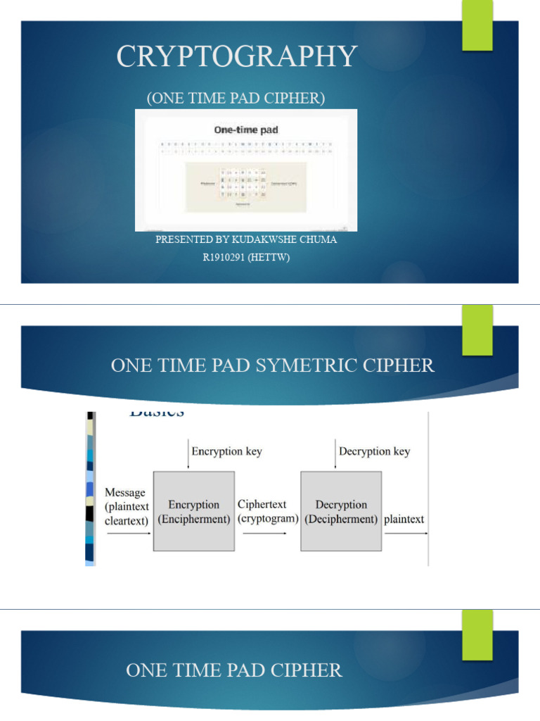 Cryptography One Time Pad by K Chuma | PDF | Cipher | Key (Cryptography)