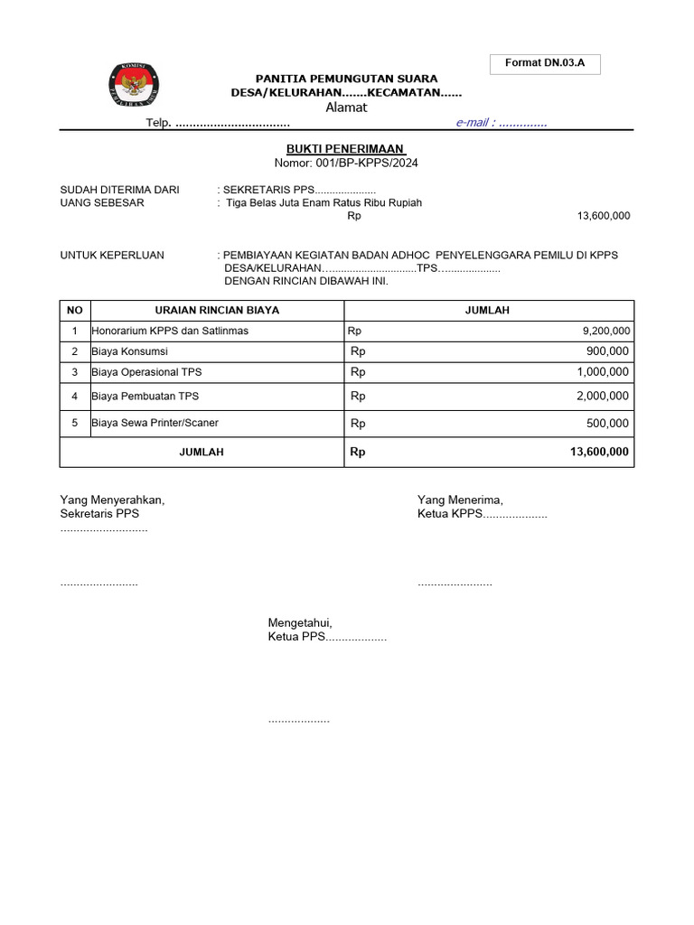 Form - LPJ Kpps Pemilu 2024 | PDF
