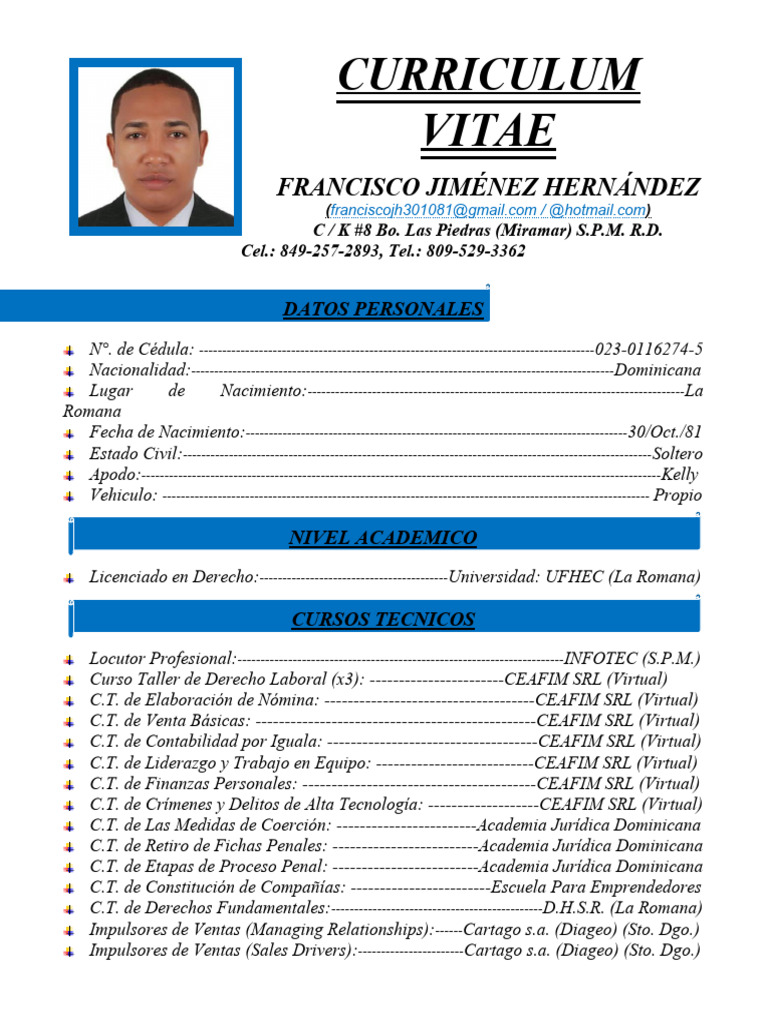 Curriculum Vitae - Francisco Jimenez Hernandez. | PDF | Justicia | Crimen y violencia