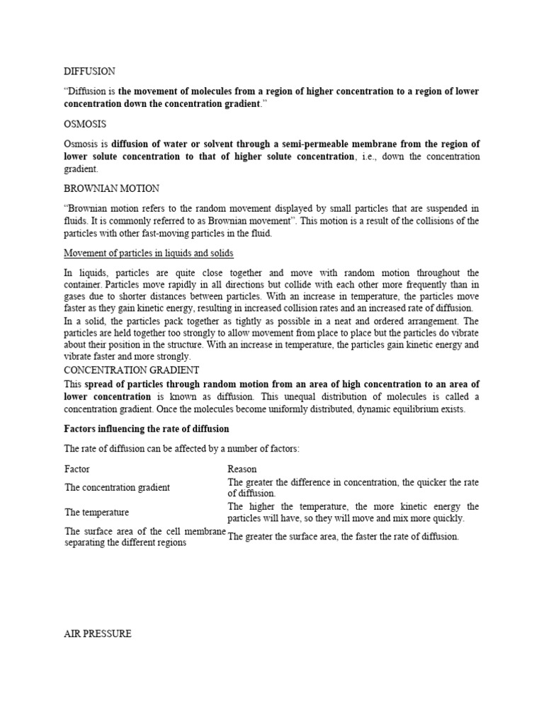 Grade 8 Notes | PDF | Diffusion | Brownian Motion