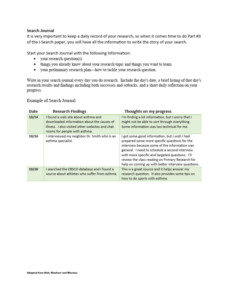 Daily Research Journal Template | PDF | Essays | Primary Sources