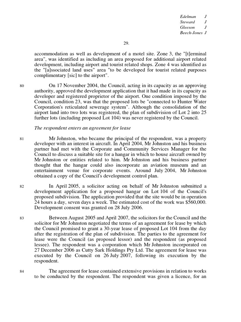 The Respondent Enters An Agreement For Lease: Edelman J Steward J ...