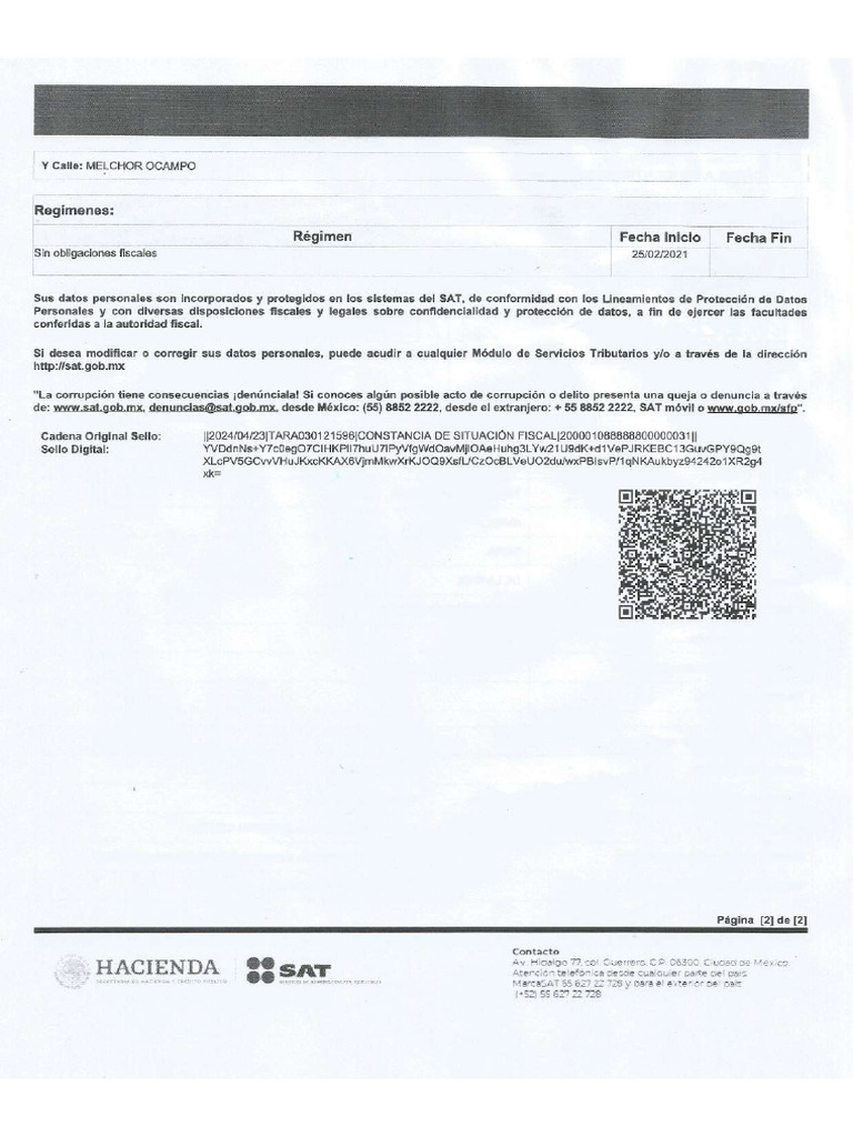 RFC 2024 Constancia Back | PDF