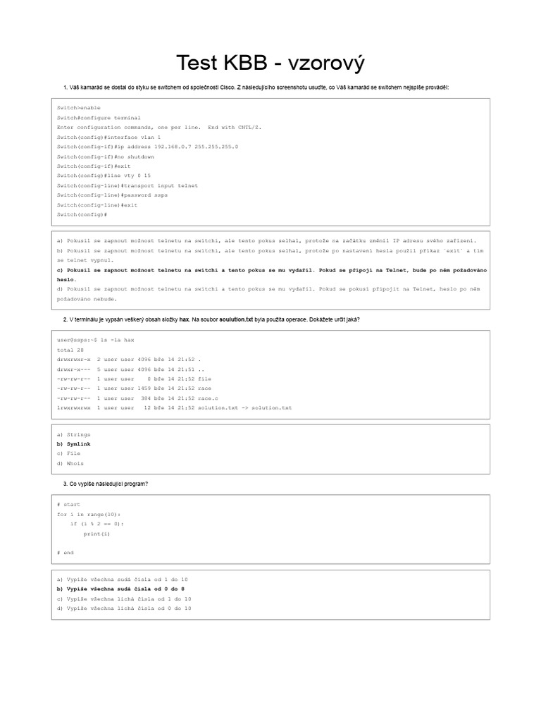 KBB Test Vzorovy | PDF