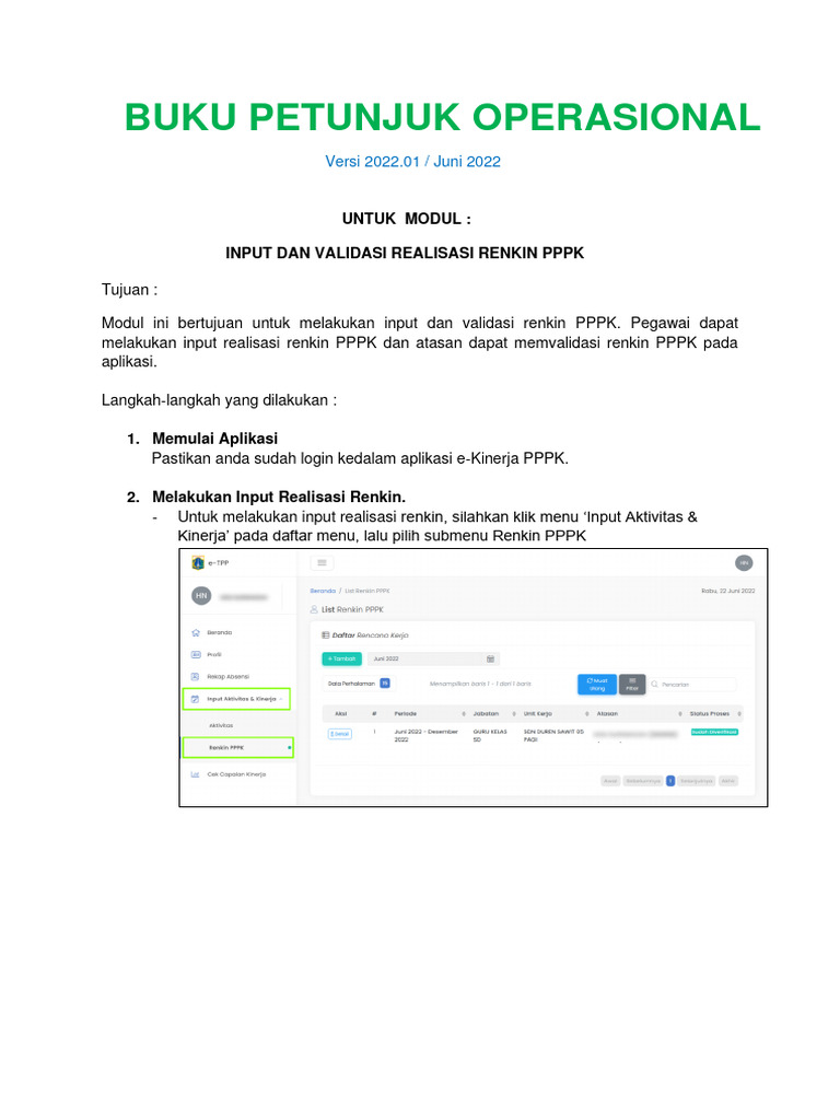 Modul Input Dan Validasi Realisasi Renkin PPPK v1 - 240622 | PDF ...