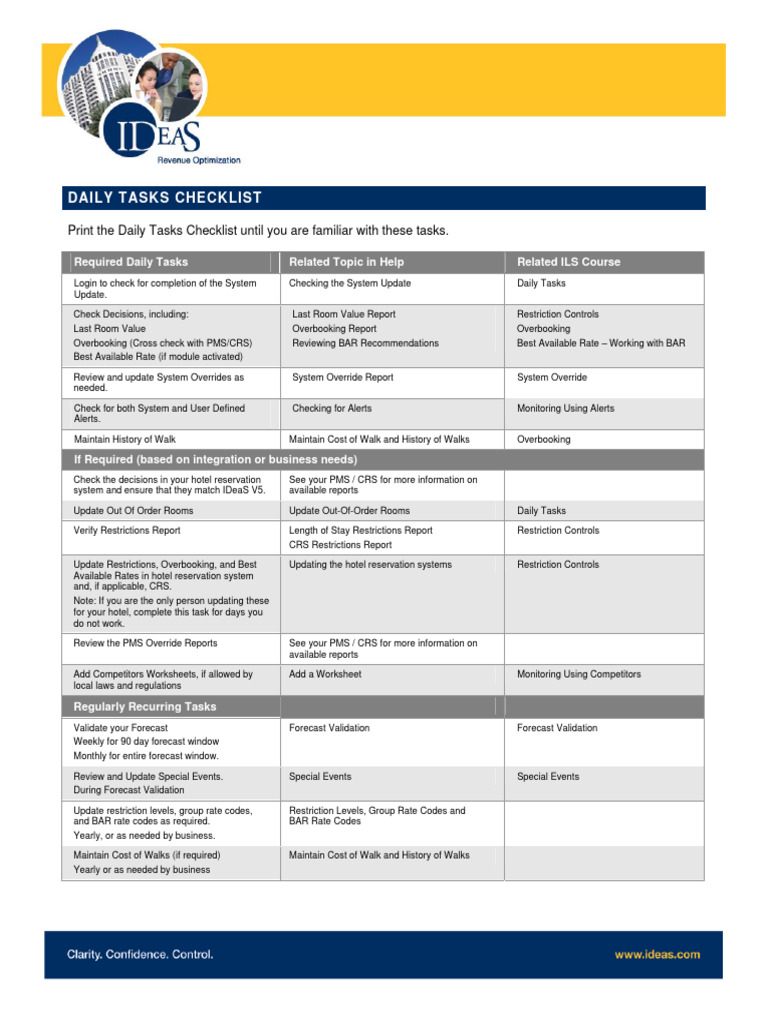Daily Tasks Checklist | PDF | Computer Engineering | Computer Science