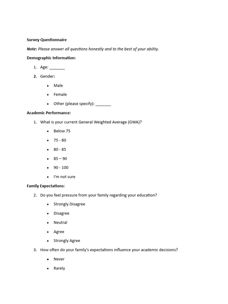 Survey Questionnaire Instrument | PDF | Survey Methodology | Behavioural Sciences