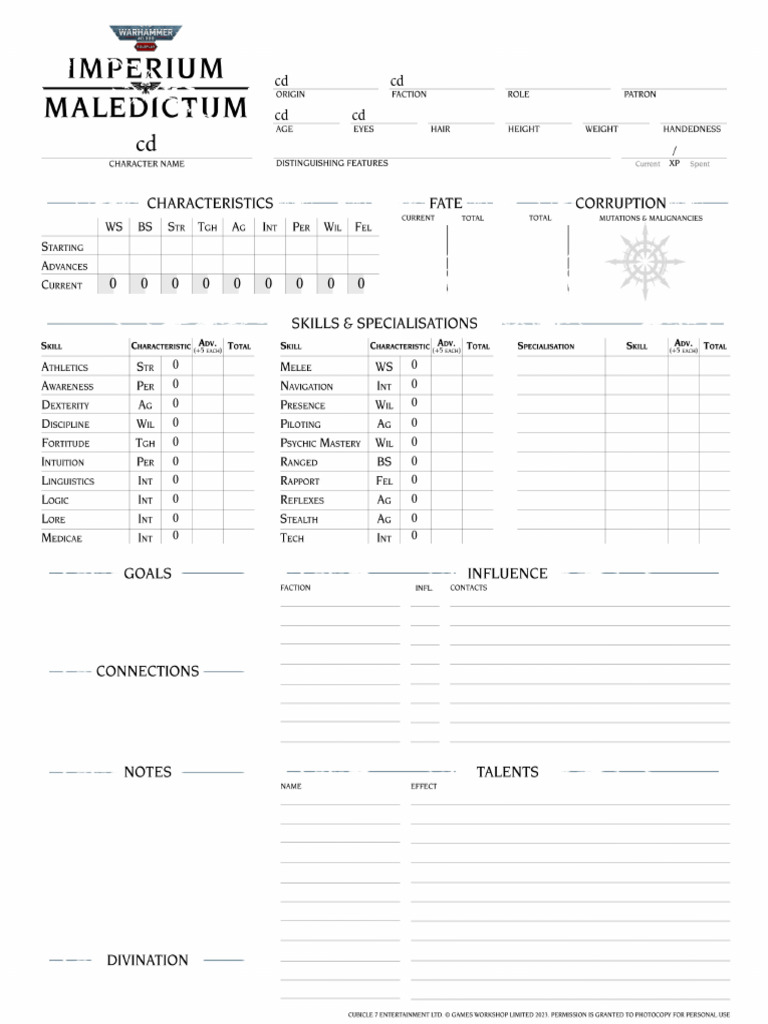 CD Character Sheet | PDF