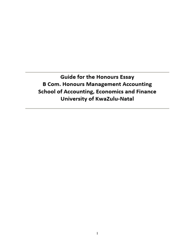 2022 Management Accountancy Honours Essay Guide (Final) | PDF | Thesis ...
