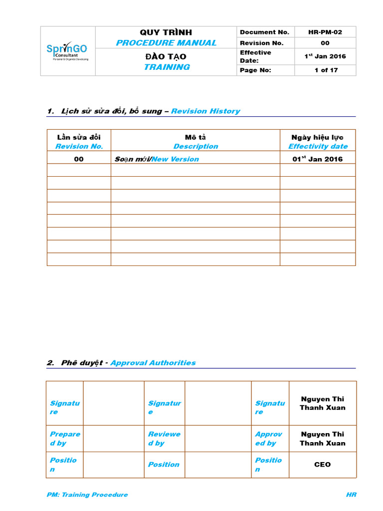 1.HR PM 02 Training Procedure | PDF