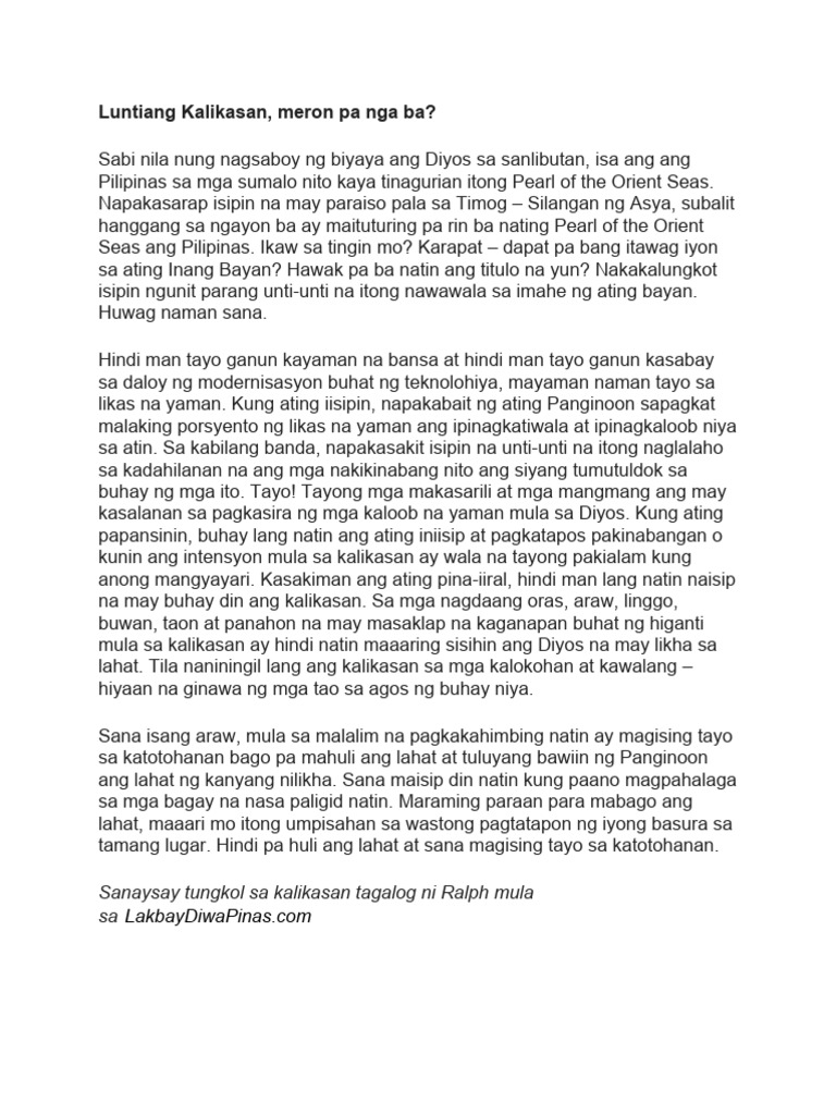 Luntiang Kalikasan Meron Pa Nga Ba | PDF