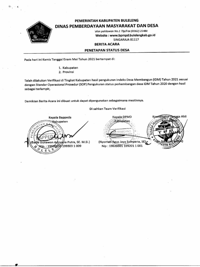 56 Rekapitulasi Indeks Desa Membangun Idm Tahun 2021 | PDF