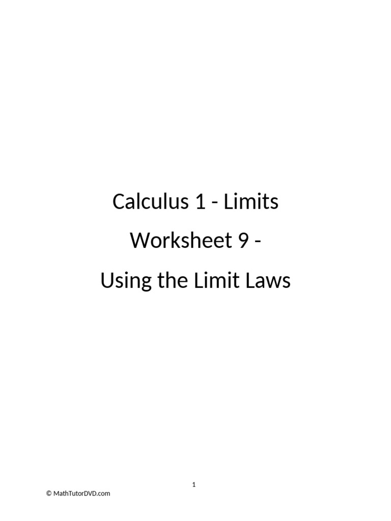 Evaluating Limits Using Limit Laws | PDF | Mathematics | Mathematical ...