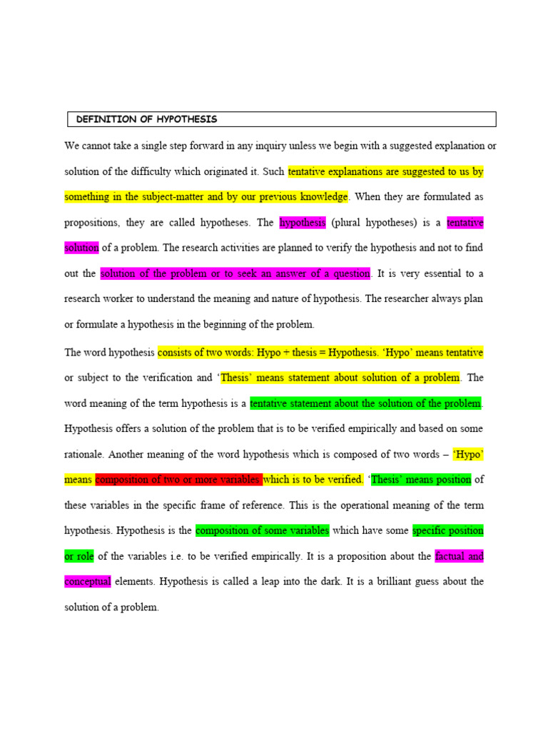 Hypothesis LECTURE 1 | PDF | Hypothesis | Theory