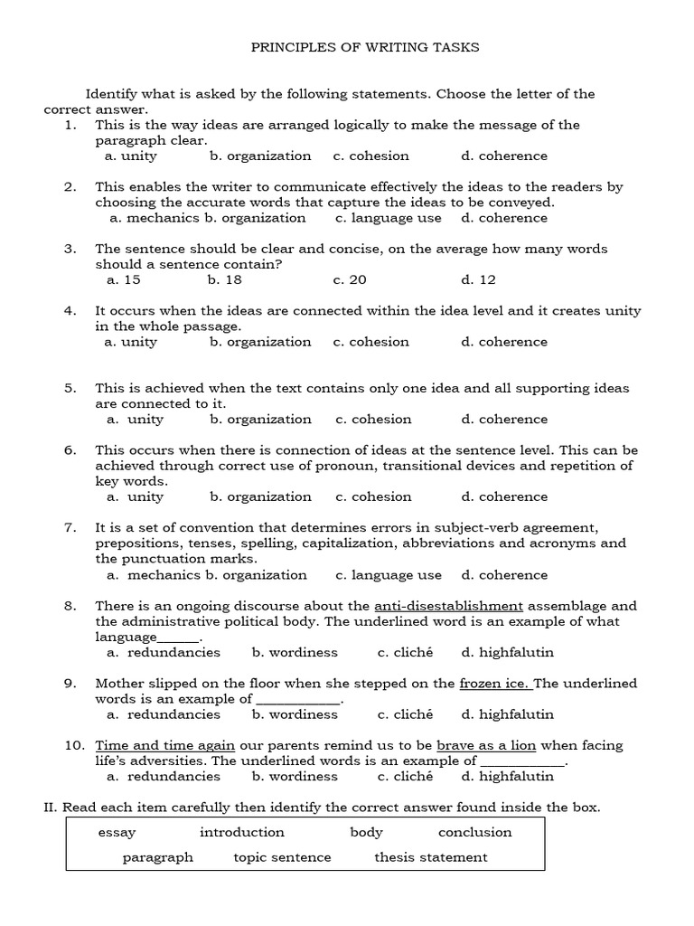 PRINCIPLES-OF-WRITING-TASKS | PDF | Linguistics | Grammar