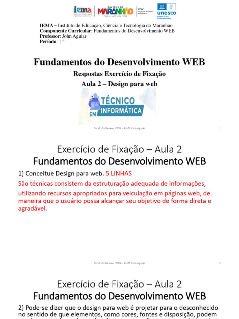 Fundamentos do Design Web: Aula 2 | PDF | Rede mundial de computadores ...