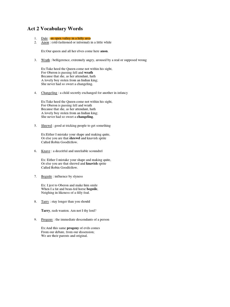 Act 2 Vocabulary Word1-1 | PDF