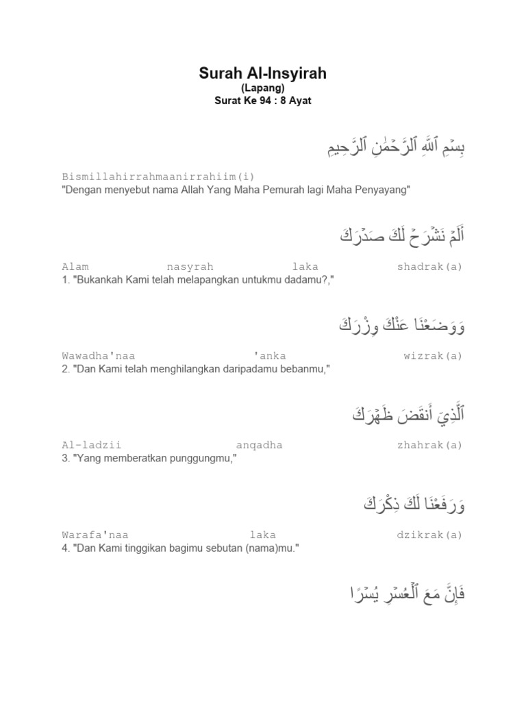 Surah Al Insyirah | PDF