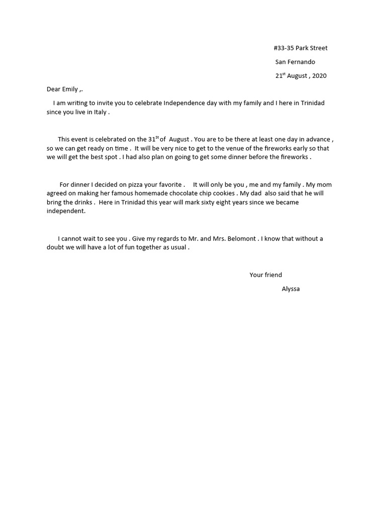 Letter Inviting A Friend | PDF
