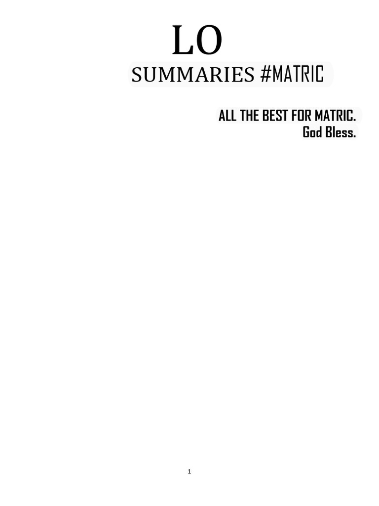 LO Summaries Matric | PDF | Stress (Biology) | Unemployment