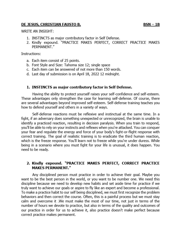 Instincts in Self-Defense Training Insights | PDF | Self Esteem | Instinct