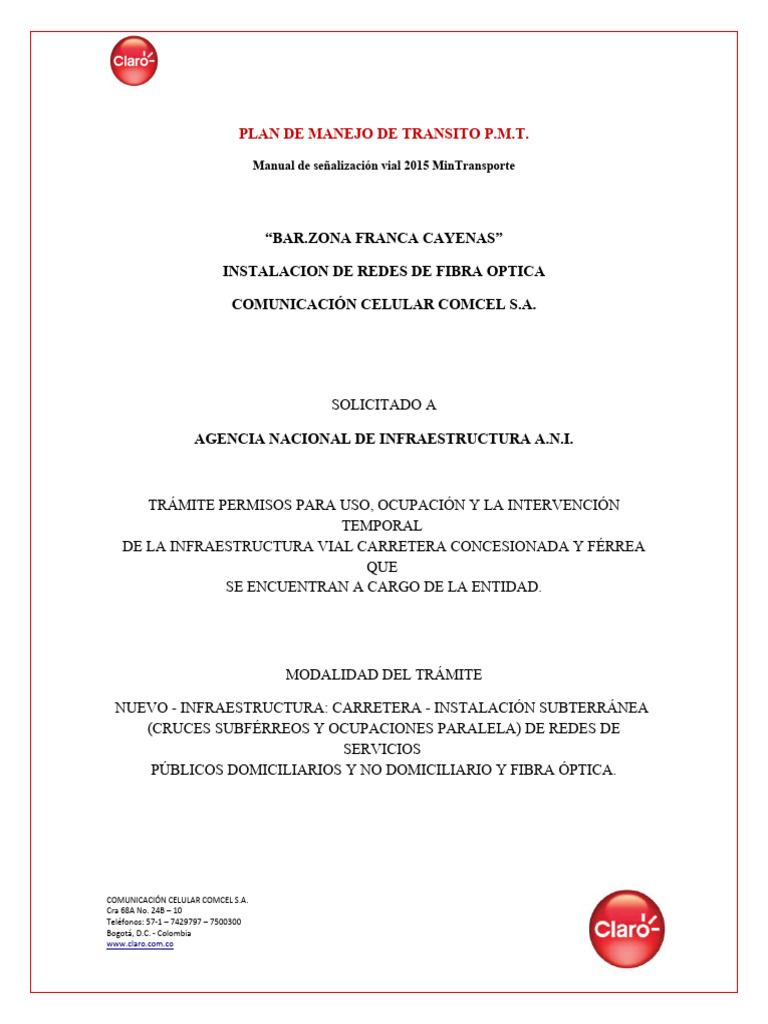 Plan de Manejo de Transito 1 | PDF | Peatonal | Bogotá