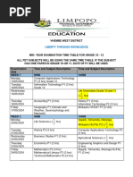 Grade 10 and 11 2025 Mid-Year Exam Time Table Grade 10 and 11 Province ...