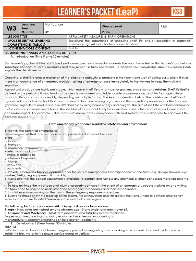Q4 Tle Afa Horticulture 7 8 Week3 Pdf Emergency Shelf Life