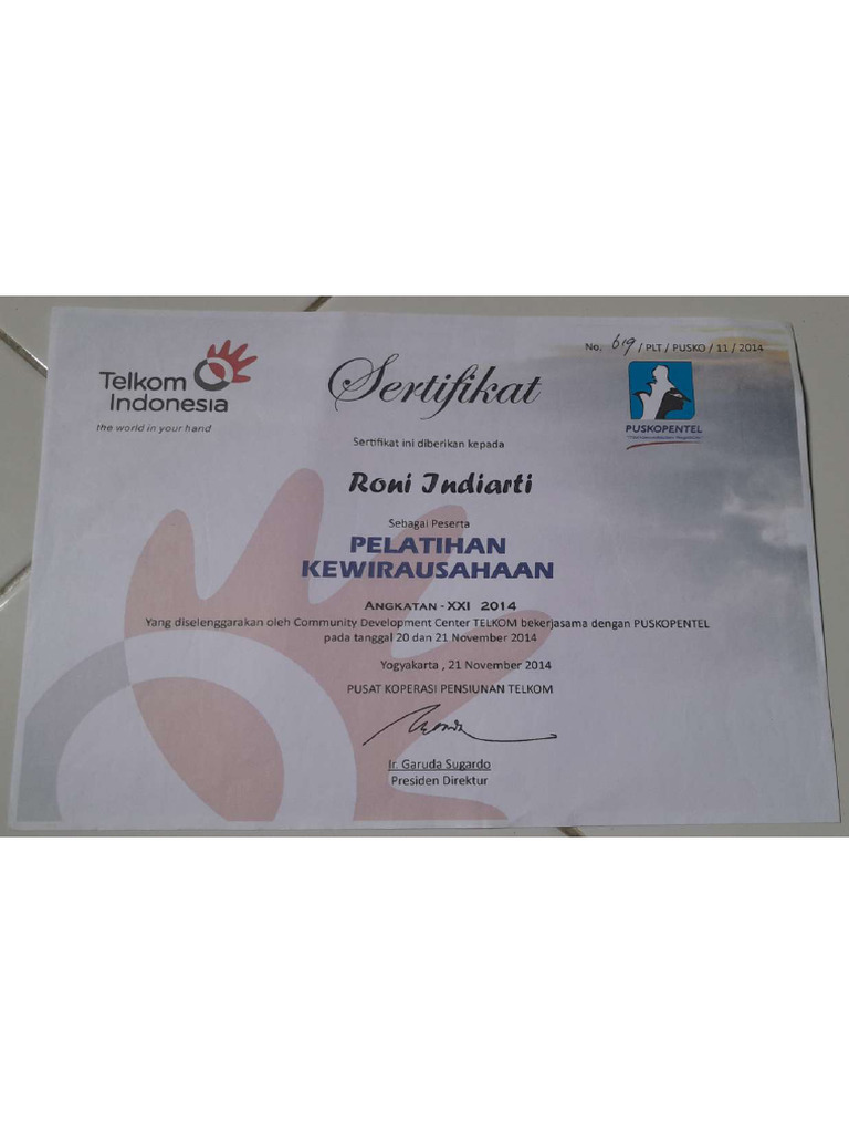 SERTIFIKAT RONI | PDF