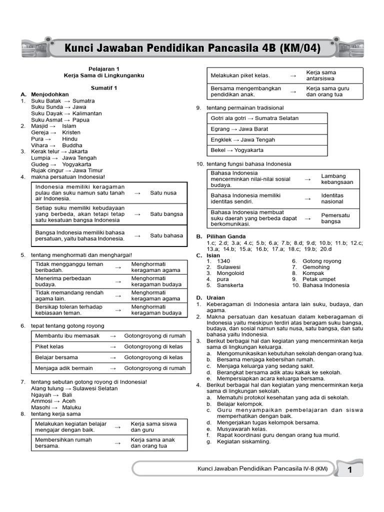 2.kunci Pendidikan Pancasila 4B (KM) | PDF