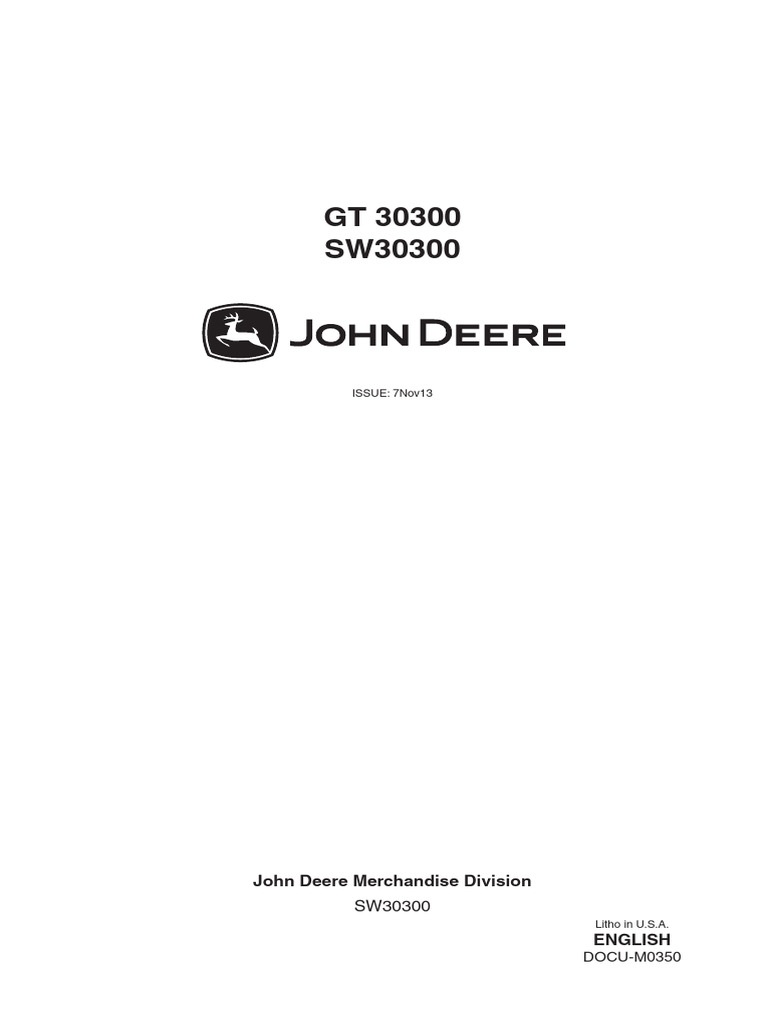 JD SW30300 GT 30300 Manual | PDF | Safety | Calibration