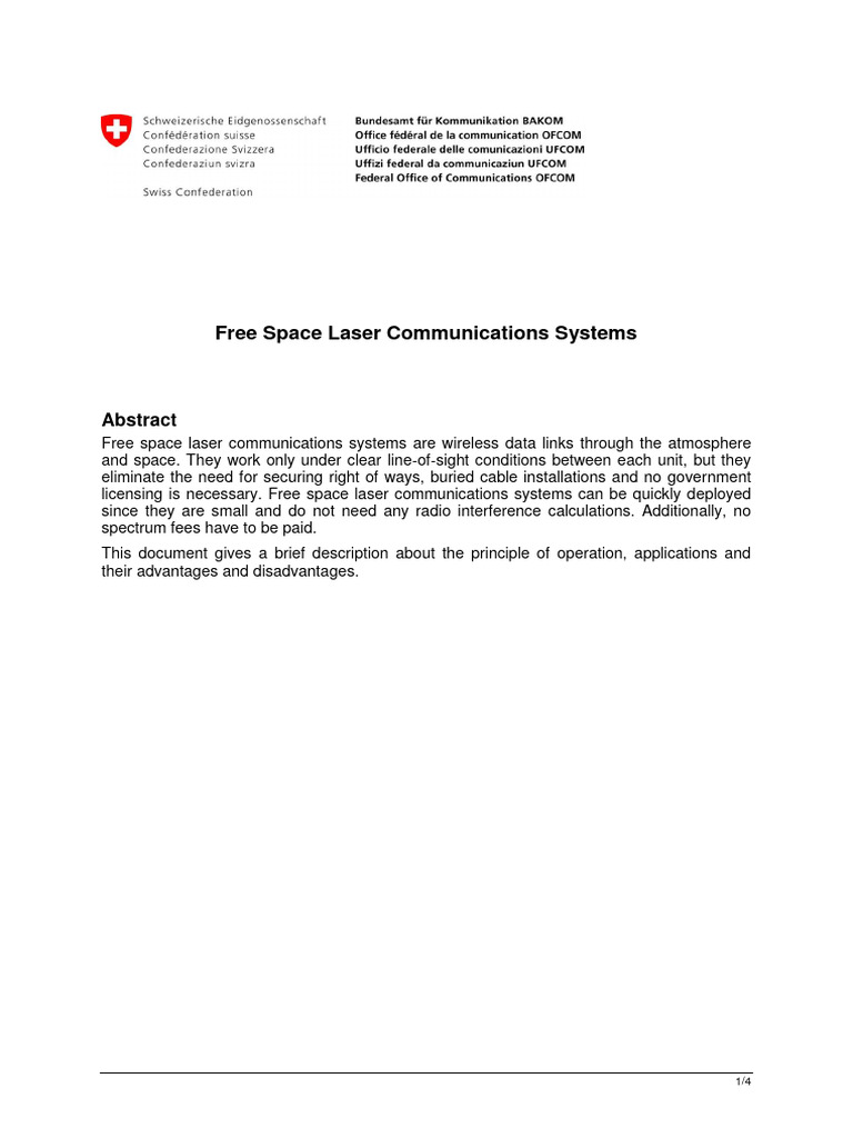Free Space Laser Communication Systems | PDF | Laser | Electromagnetic ...