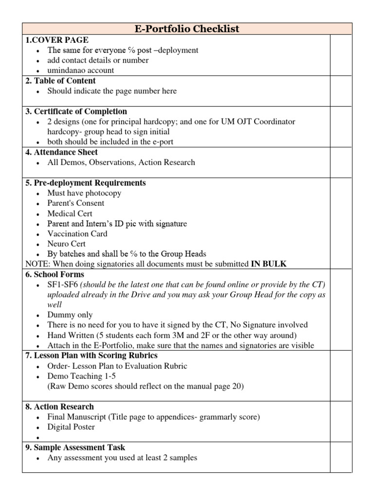 ED421-E-PORTFOLIO-CHECKLIST (1) | PDF