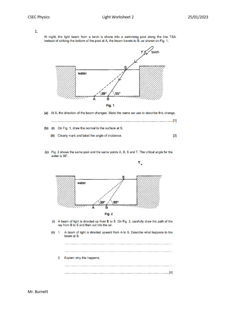 CSEC Light Worksheet 2 2023 | PDF | Teaching Methods & Materials | Technology & Engineering