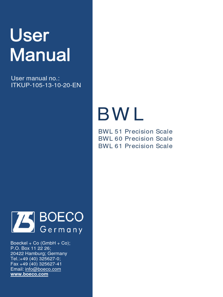 Boeco Balances BWL User Manual En-390 en | PDF | Electromagnetic ...