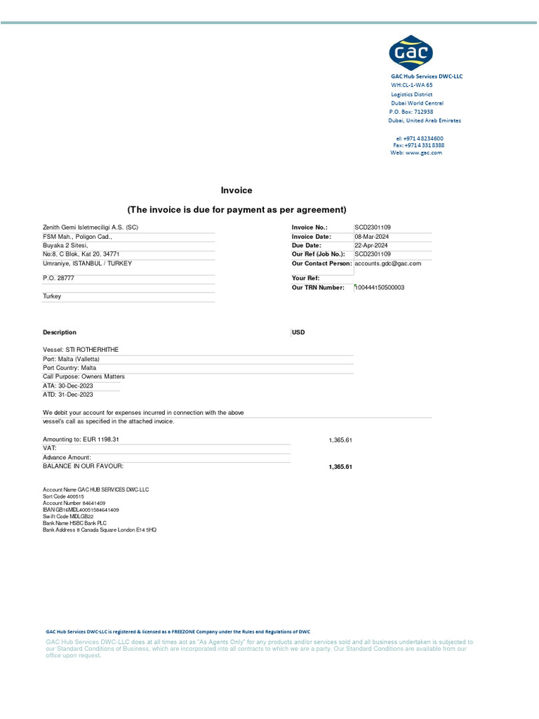 SCD2301109 | PDF | Invoice | Cargo